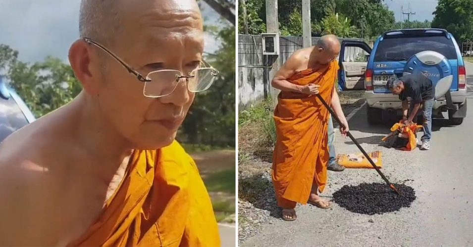Volunteers Help Monk Fix Bumpy Road To Keep Visitors And Locals Safe