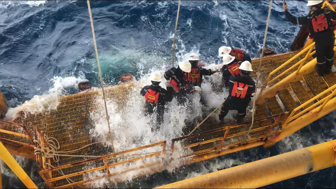 Oil Rig Officers Brave Rough Waters To Rescue Shark Trapped In Rope