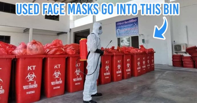 Hazardous Waste Bins Placed All Over Bangkok For Used Face Masks