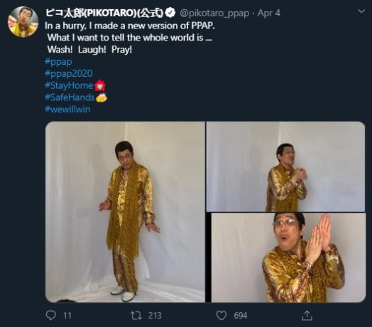 "Pineapple Pen" Icon Pikotaro Has A New COVID-19 Handwashing Song