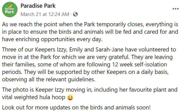Zookeepers In England Volunteer To Look After Animals During Isolation