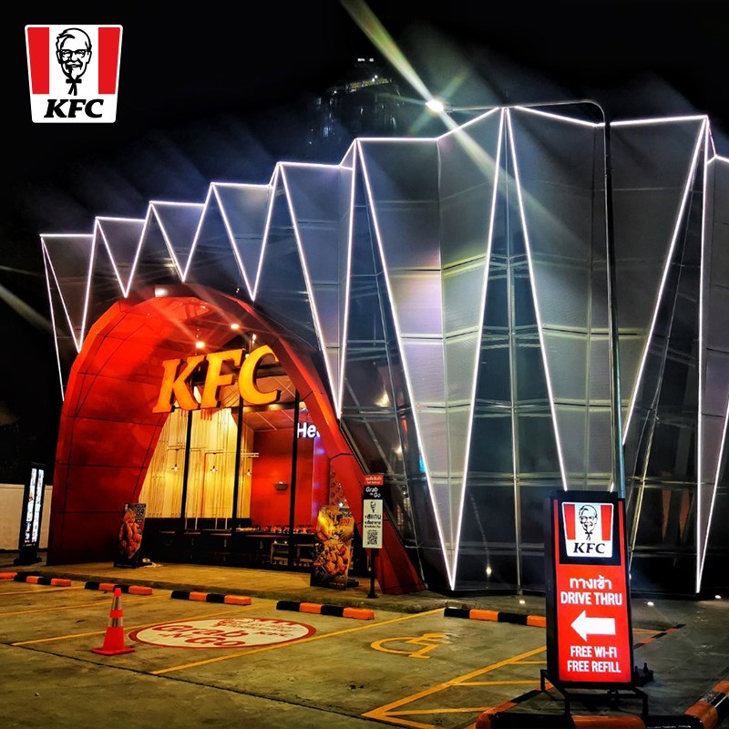 This Bangkok KFC Drive-Thru Looks Like A Space Ship With Neon Lights