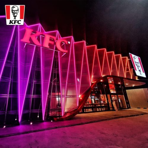 This Bangkok KFC Drive-Thru Looks Like A Space Ship With Neon Lights