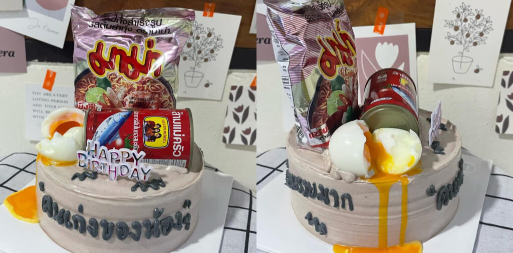 Thai Baker Gets Instant Noodle & Boiled Egg Cake Order From Customer